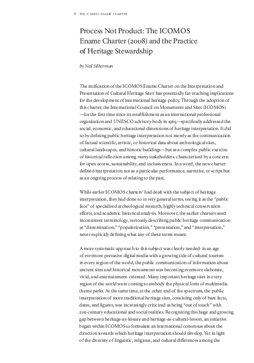 (PDF) Process Not Product: The ICOMOS Ename Charter (2008) and the ...
