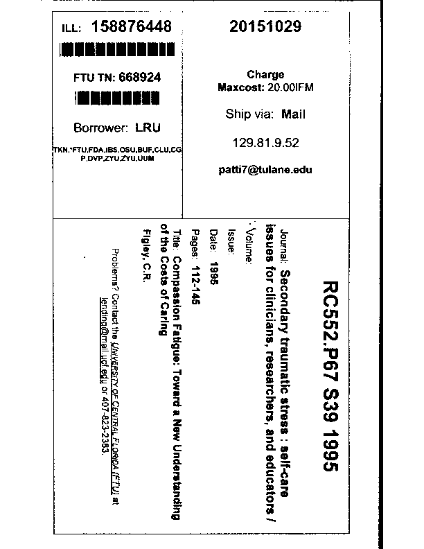 (PDF) Figley, C. R. (1995). Compassion Fatigue- Toward a New ...