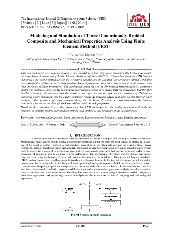 Pdf Modeling And Simulation Of Three Dimensionally Braided Composite