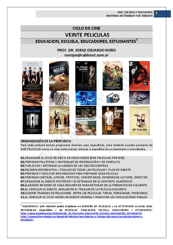 (PDF) 28. VEINTE PELICULAS: CINE, EDUCACION, ESCUELAS