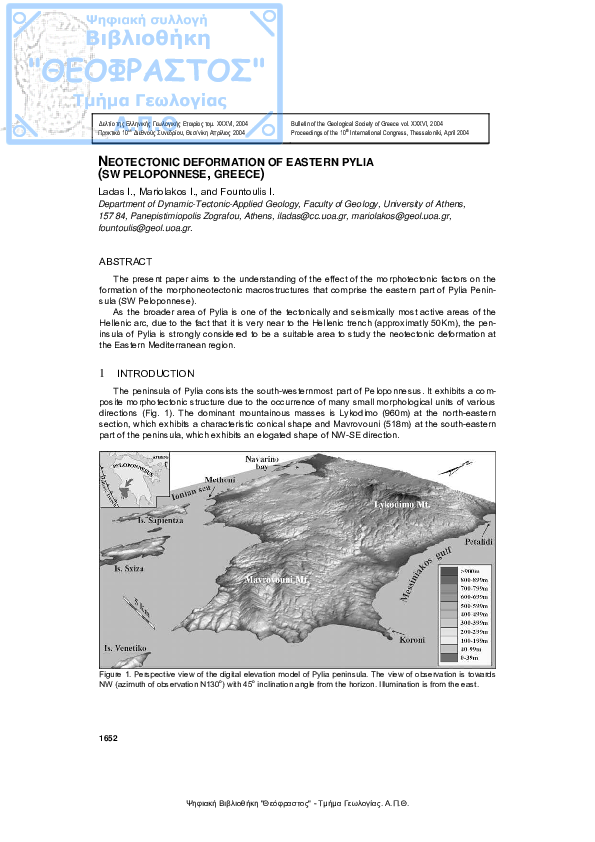 (PDF) Neotectonic deformation of Eastern Pylia