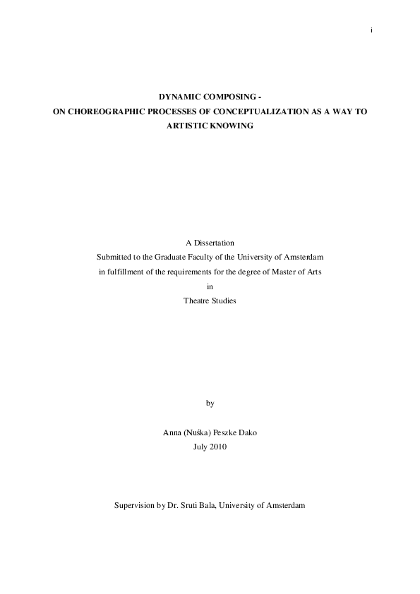 (PDF) DYNAMIC COMPOSING - ON CHOREOGRAPHIC PROCESSES OF ...