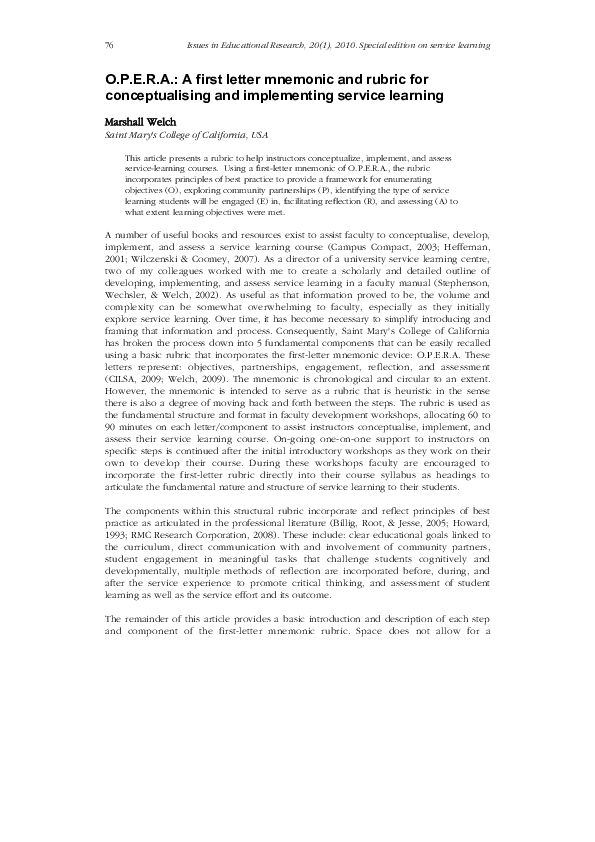 (PDF) O.P.E.R.A.: A first letter mnemonic and rubric for ...