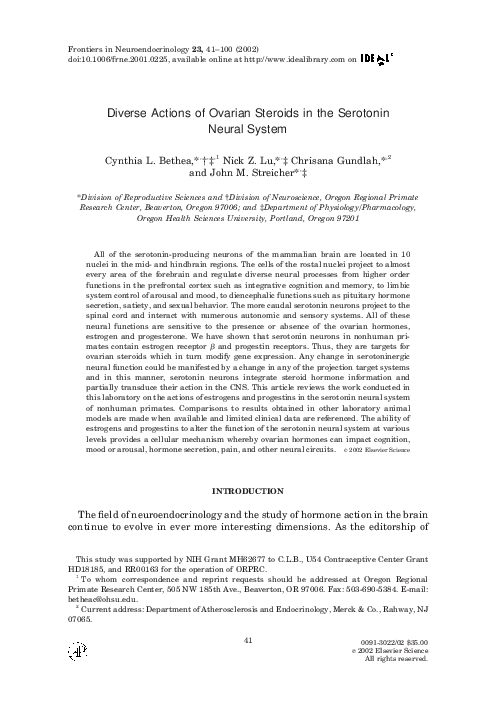 (PDF) Diverse Actions of Ovarian Steroids in the Serotonin Neural ...