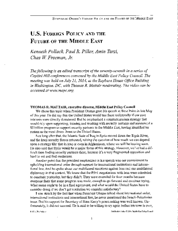 (PDF) U.S. Foreign Policy and the Future of the Middle East | Amin ...