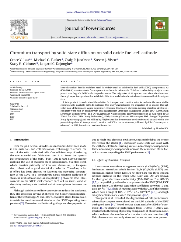 (PDF) Chromium transport by solid state diffusion on solid oxide fuel ...