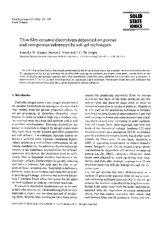 (PDF) Thin-film ceramic electrolytes deposited on porous and non-porous ...