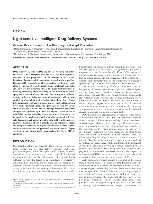 (PDF) Light-sensitive Intelligent Drug Delivery Systems
