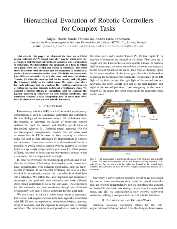 Pdf Hierarchical Evolution Of Robotic Controllers For Complex Tasks