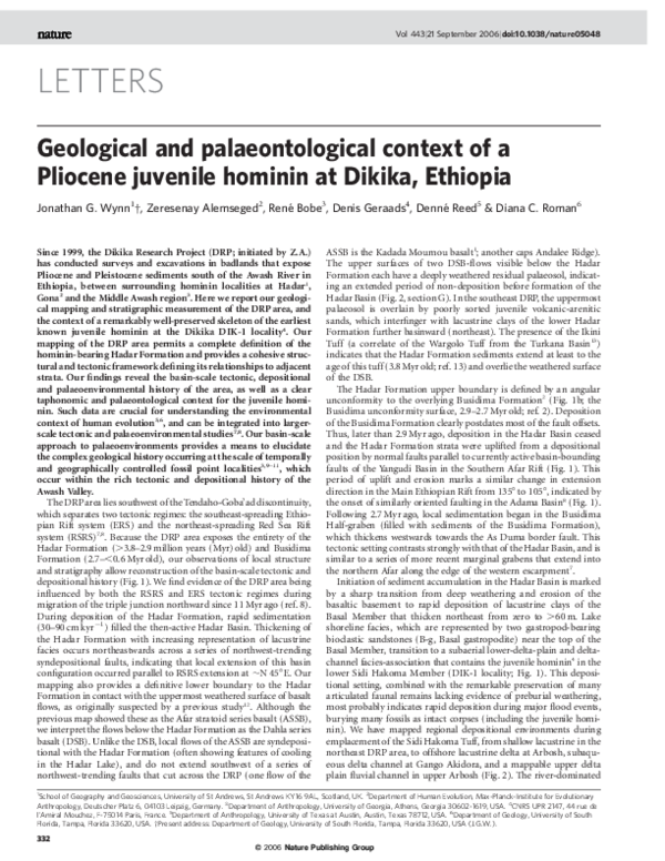 (PDF) Geological and palaeontological context of a Pliocene juvenile ...