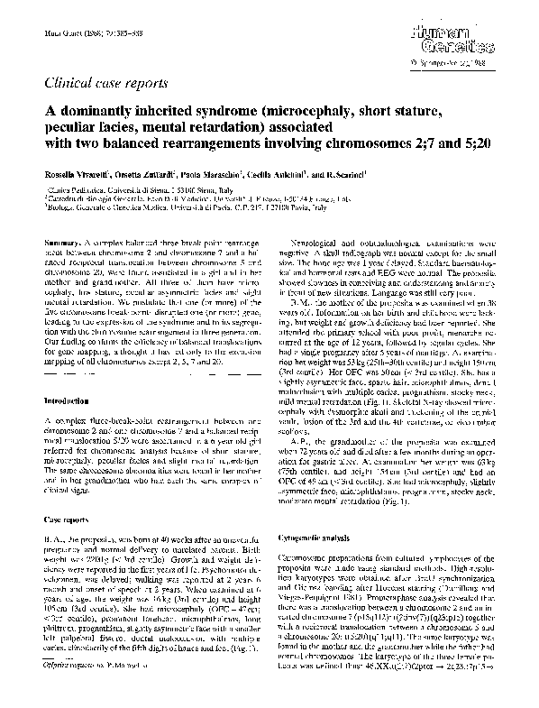 (PDF) A dominantly inherited syndrome (microcephaly, short stature ...