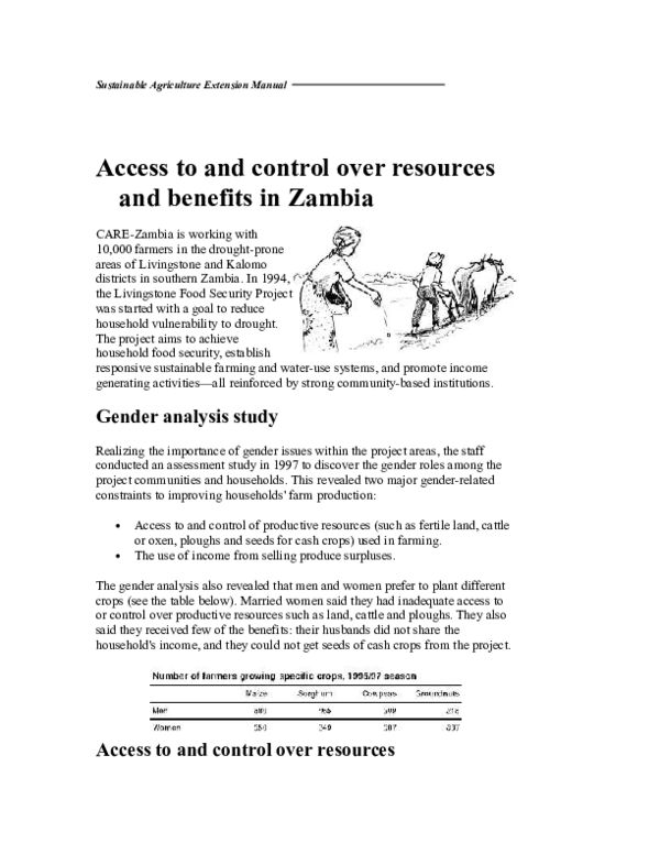 (DOC) Access To and Control Over Resources and Benefits in Zambia