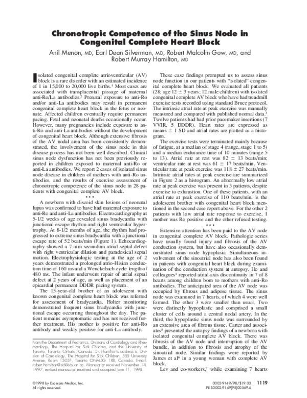 (PDF) Chronotropic competence of the sinus node in congenital complete ...