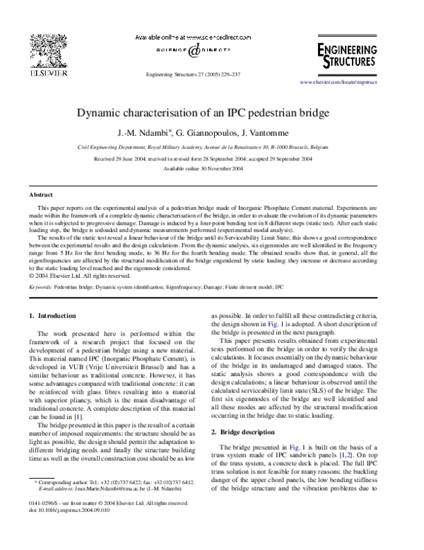 (PDF) Dynamic Analysis of an IPC Pedestrian Bridge