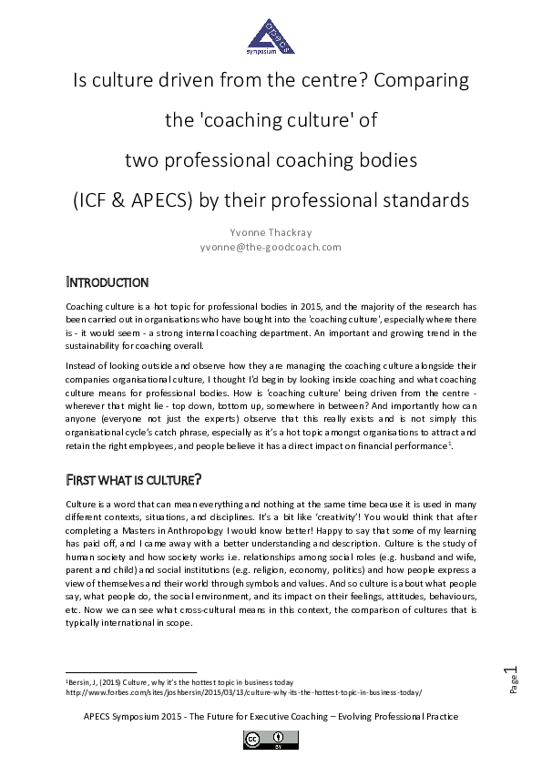 (PDF) Is Culture driven from the centre? Comparing the 'coaching ...