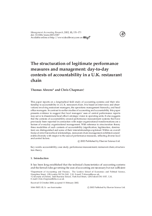 (PDF) The structuration of legitimate performance measures and ...