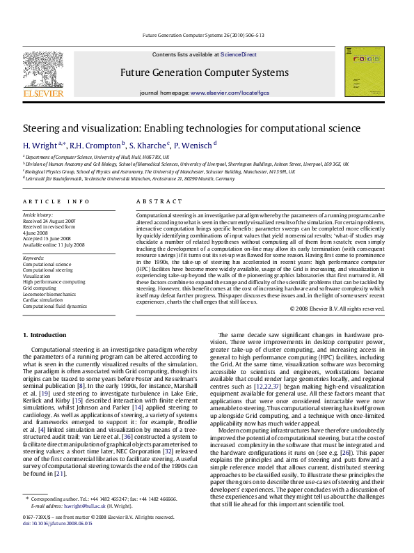 (PDF) Steering and visualization: Enabling technologies for computational science