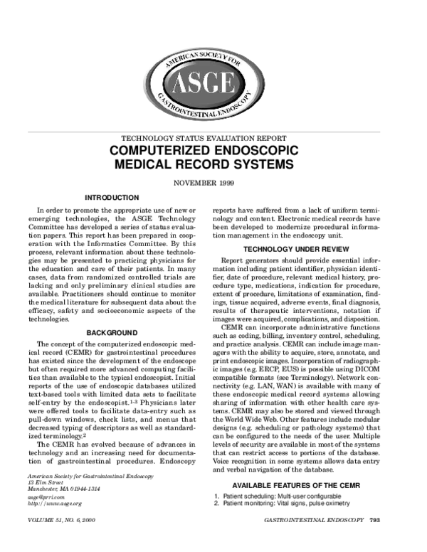 (PDF) Technology status evaluation report: Computerized endoscopic ...