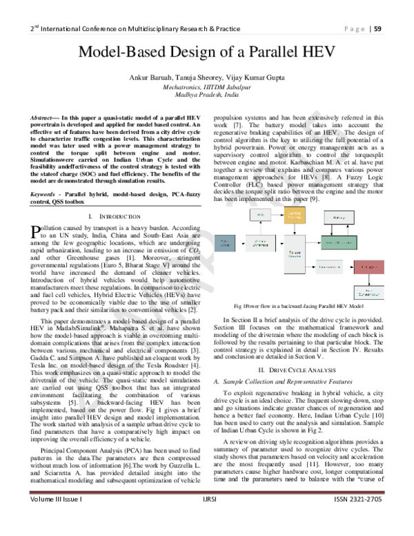 (PDF) Model-Based Design of a Parallel HEV