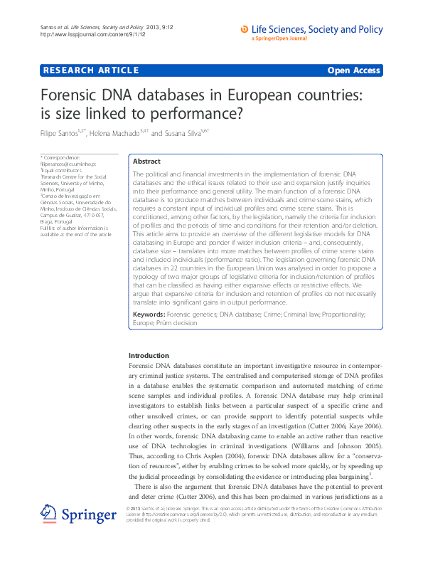 (PDF) Forensic DNA databases in European countries: Is size linked to ...