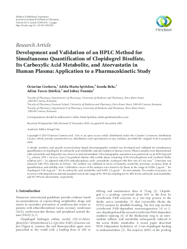 Pdf Development And Validation Of An Hplc Method For Simultaneous
