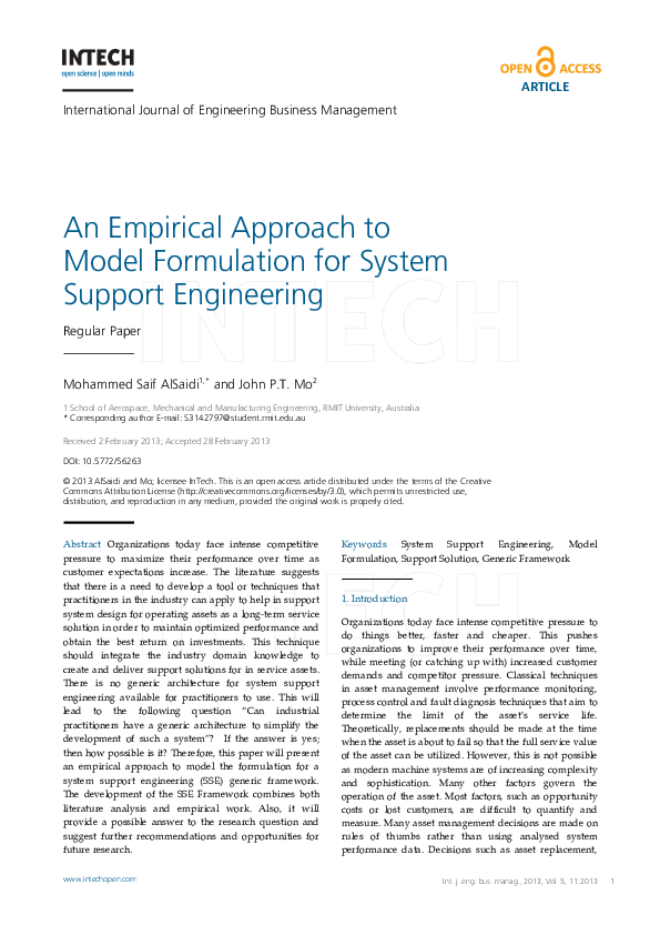 (PDF) An Empirical Approach to Model Formulation for System Support ...