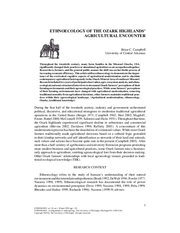 (PDF) Ethnoecology of the Ozark Highlands’ Agricultural Encounter