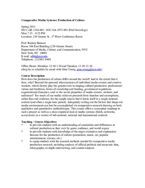 (DOC) Comparative Media Systems Syllabus