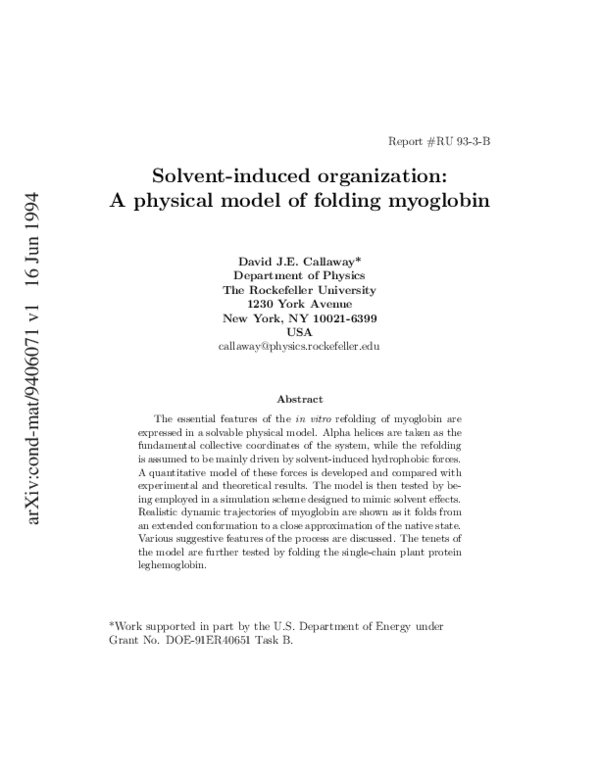 (PDF) Implicit solvation model and hydrophobicity scale for protein folding