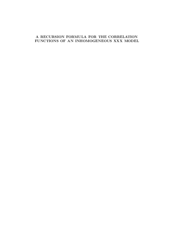 Pdf A Recursion Formula For The Correlation Functions Of An 7654