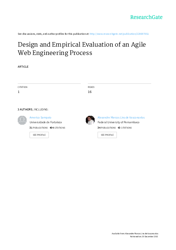 (PDF) Design and Empirical Evaluation of an Agile Web Engineering Process
