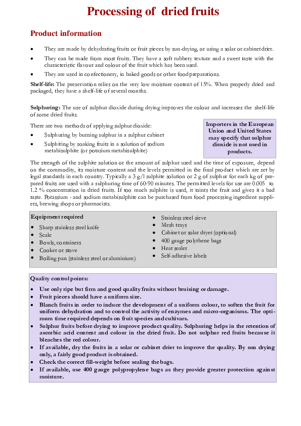 (PDF) Processing of dried fruits