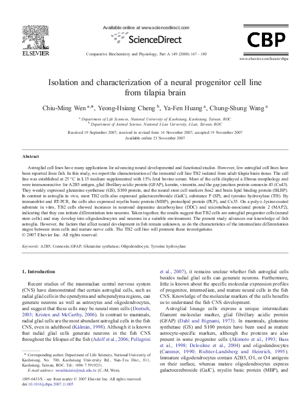 (PDF) Isolation and characterization of a neural progenitor cell line ...