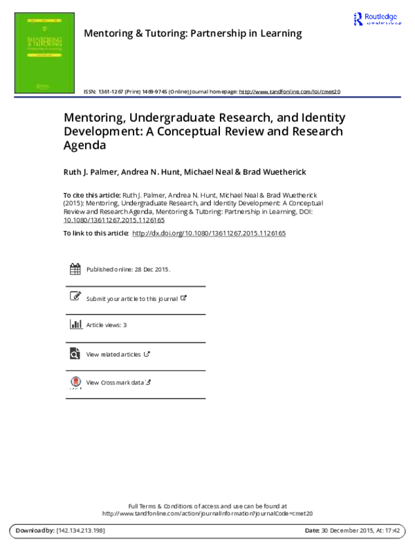(PDF) Mentoring, Undergraduate Research and Identity Development