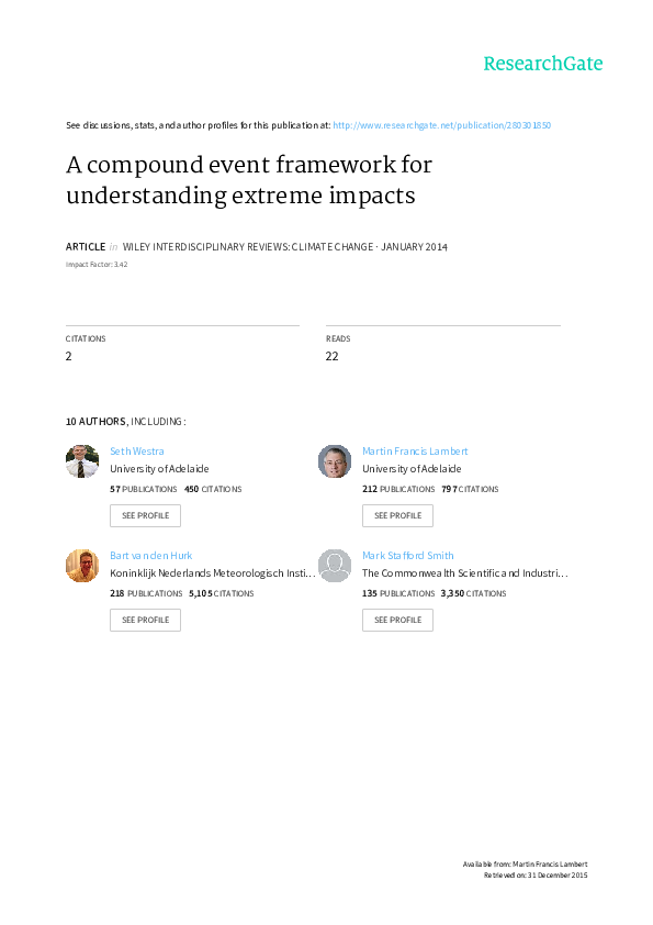 (PDF) A compound event framework for understanding extreme impacts