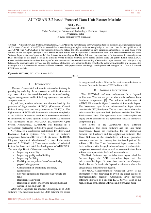 (PDF) AUTOSAR 3.2 based Protocol Data Unit Router Module