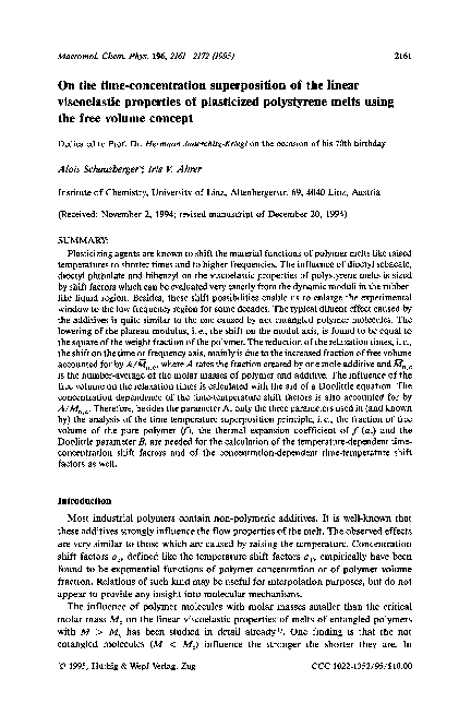 (PDF) On the time-concentration superposition of the linear viscoelastic properties of ...