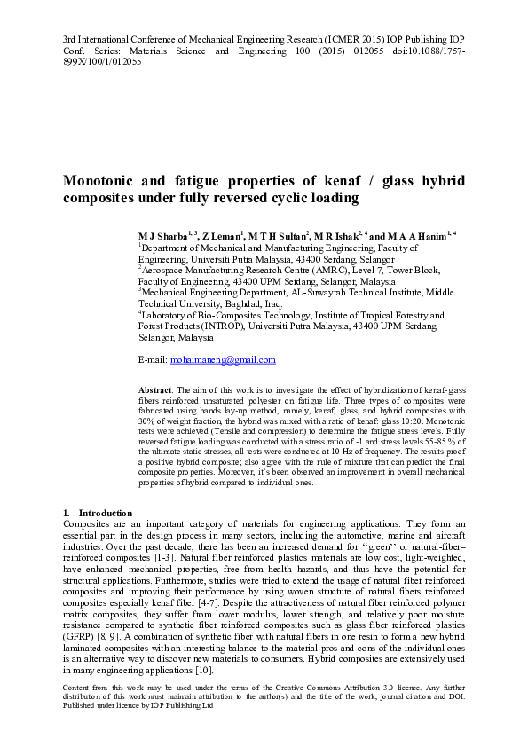 (PDF) Monotonic and fatigue properties of kenaf / glass hybrid ...