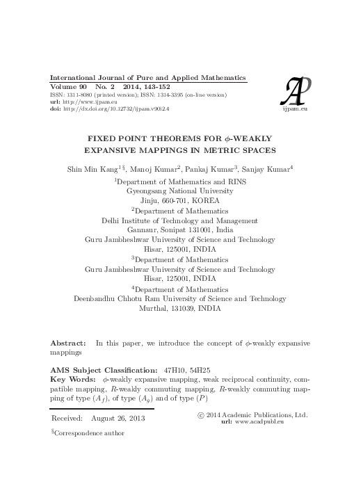 (PDF) FIXED POINT THEOREMS FOR phi-WEAKLY EXPANSIVE MAPPINGS IN METRIC SPACE