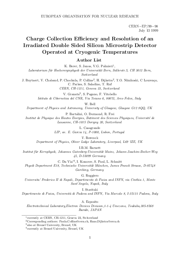 (PDF) Charge collection efficiency and resolution of an irradiated ...