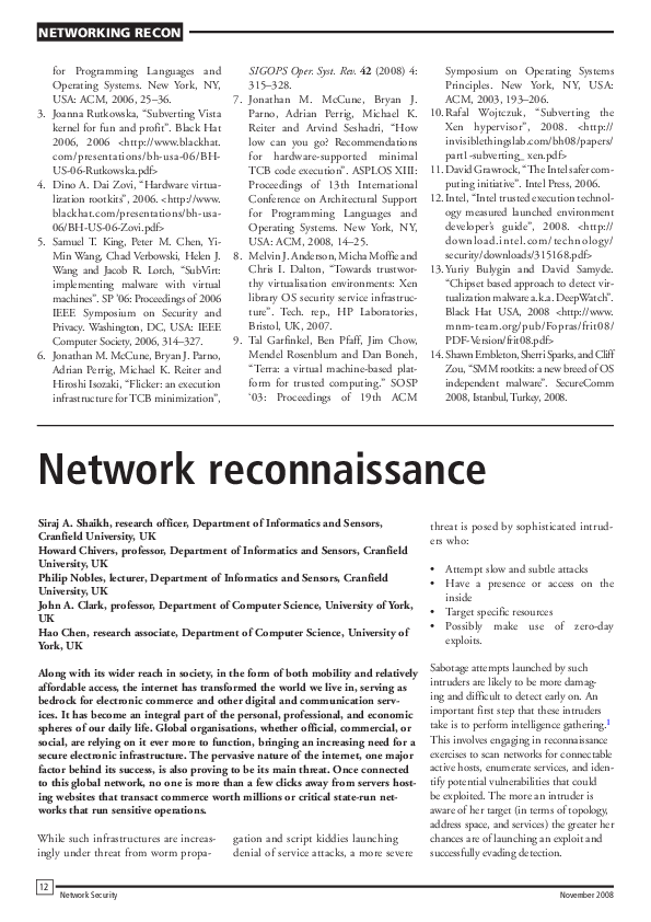 (PDF) Network reconnaissance