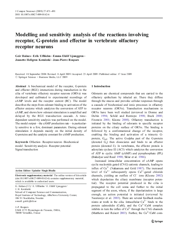 (PDF) Modelling and sensitivity analysis of the reactions involving ...