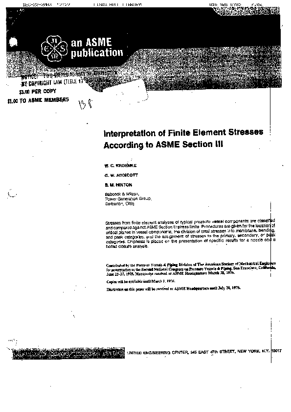 (PDF) Interpretation of Finite Element Stresses According to ASME ...