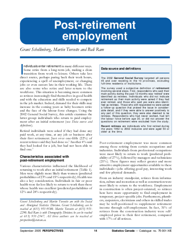 (PDF) Post-retirement employment