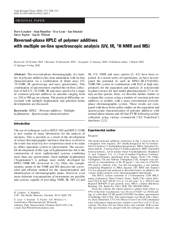 (PDF) Reversed-phase HPLC of polymer additives with multiple on-line ...
