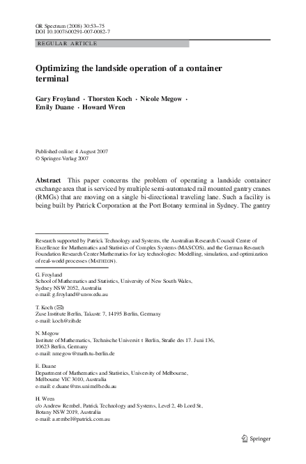 (PDF) Optimizing the landside operation of a container terminal