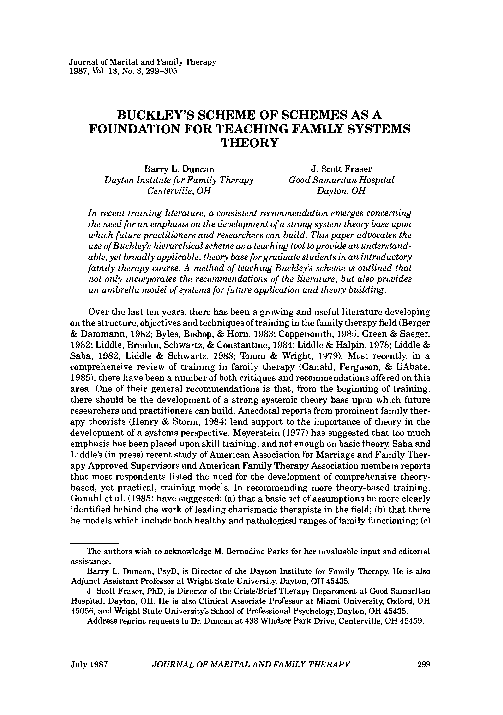 (PDF) BUCKLEY'S SCHEME OF SCHEMES AS A FOUNDATION FOR TEACHING FAMILY ...
