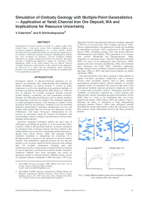 (PDF) Simulation of orebody geology with multiple-point geostatistics - application at Yandi ...