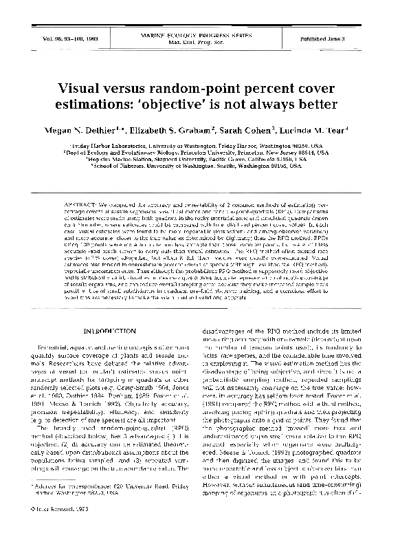 (PDF) Visual vs. random point percent cover estimations