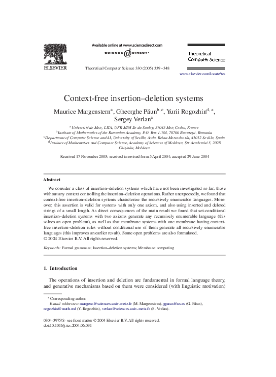 (PDF) Context-free insertion–deletion systems